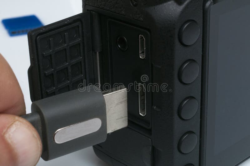 Man Plug a Hdmi Cable into a Dslr Camera Stock Photo - Image of output ...