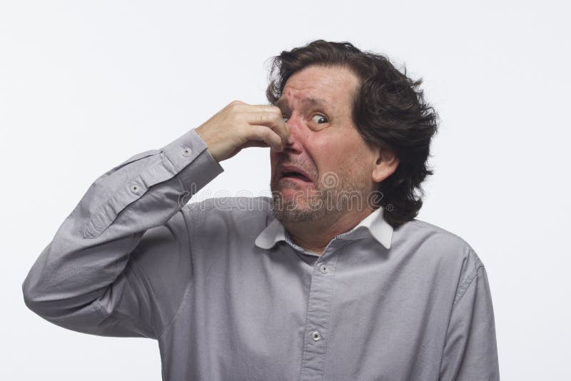 Man Plugging Nose, Horizontal Stock Image - Image of stench, smell ...