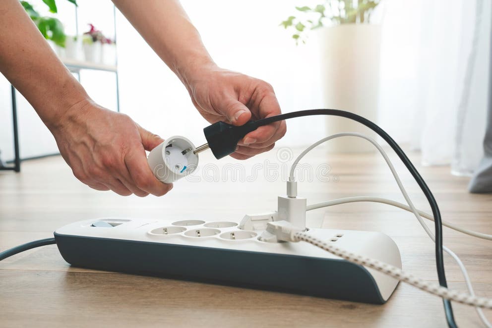 Power Strip Socket with Connected Plugs Stock Image - Image of ...