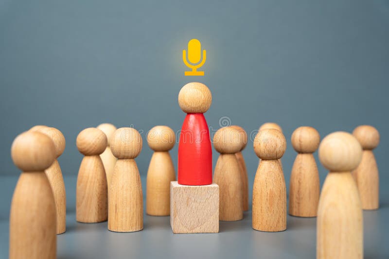 A Man at a Podium Delivering a Speech To His Audience. Podcast or ...