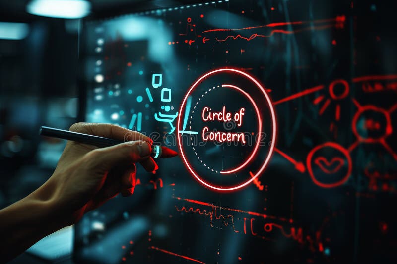 Man Point Circle Influence Concern. AI Generative Stock Photo - Image ...