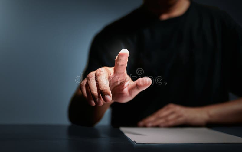 Man Point Their Fingers Forward To Select Something Stock Image - Image ...