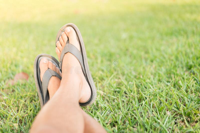 Man Point of View Feet on Green Grass Stock Photo - Image of foot ...