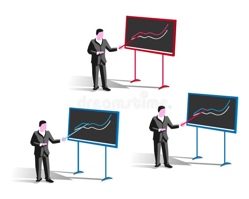 Man with Pointer at Blackboard Stock Illustration - Illustration of ...