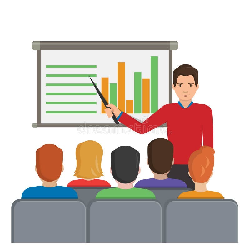 Man with Pointer Making Report Stock Vector - Illustration of data ...