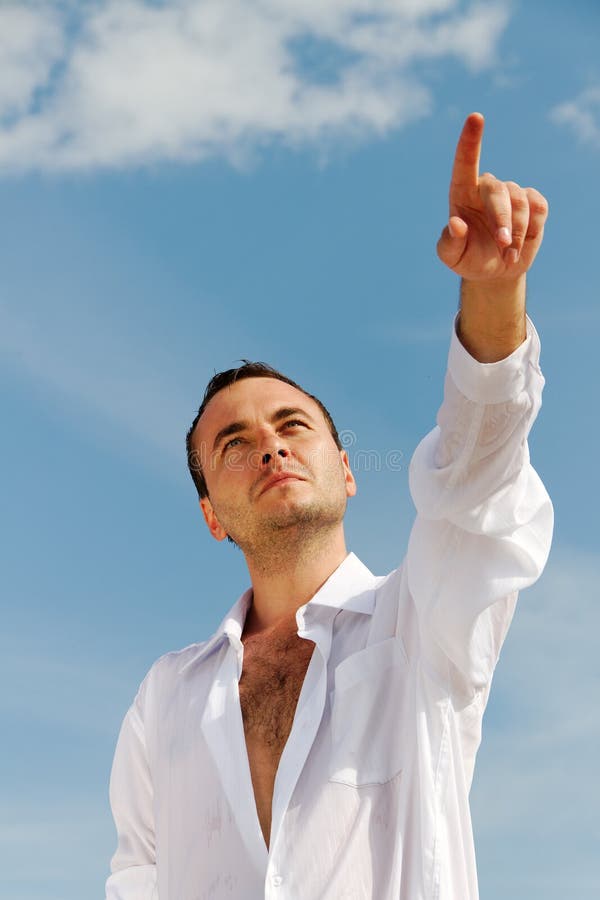 Man pointing. stock photo. Image of cheerful, finger - 22731938