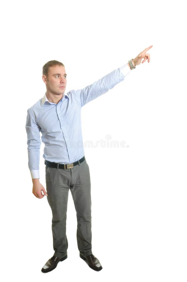 Man pointing above stock photo. Image of studio, handsome - 34362342