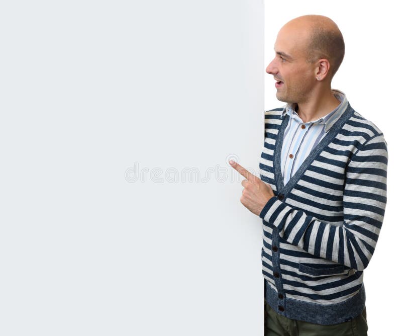 Man Pointing at Blank Poster Stock Image - Image of carefree, banner ...
