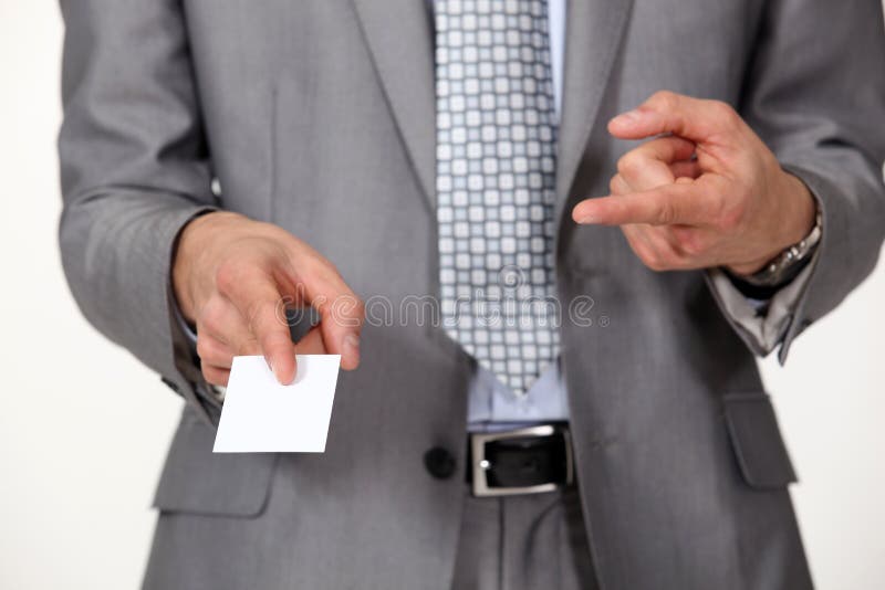 Man Pointing at Business Card Stock Image - Image of promote, corporate ...