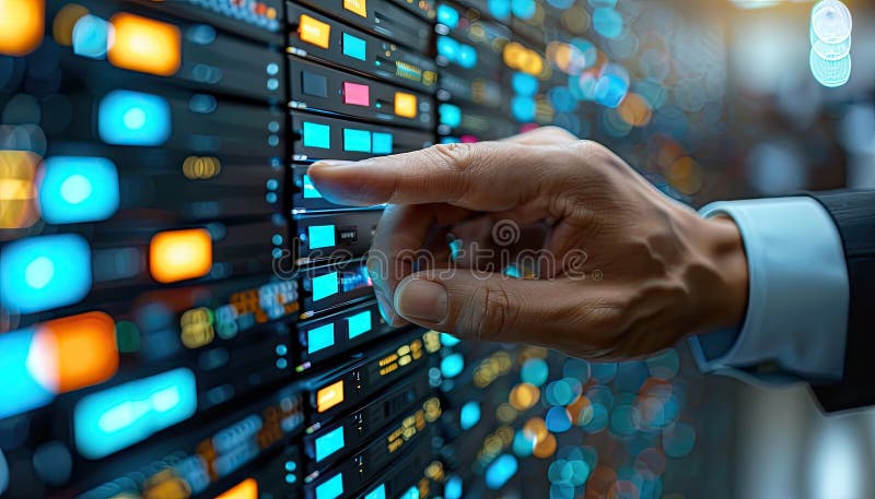 A Man is Pointing at a Computer Screen with a Lot of Buttons by AI ...