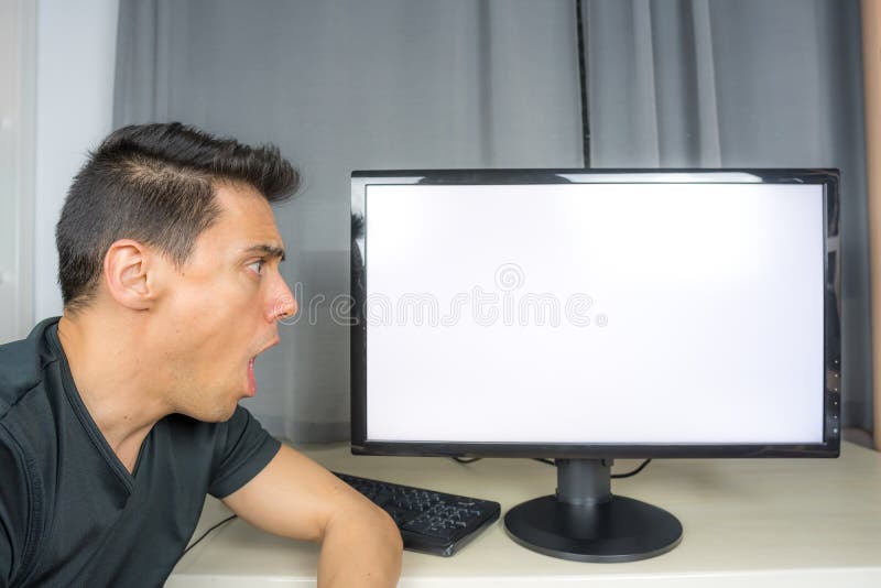 Man Pointing at a Computer Screen Stock Image - Image of formal ...