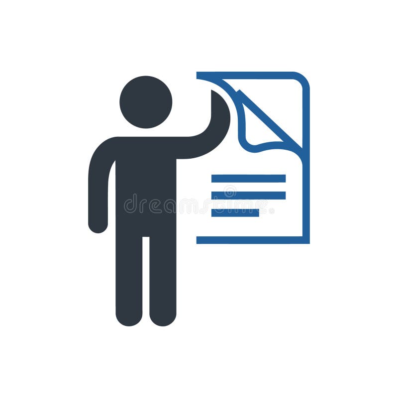 Man Pointing at Document Icon Stock Vector - Illustration of icon, sign ...