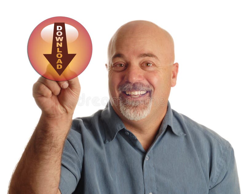 Man Pointing at Download Icon Stock Image - Image of manager, logo: 6739839