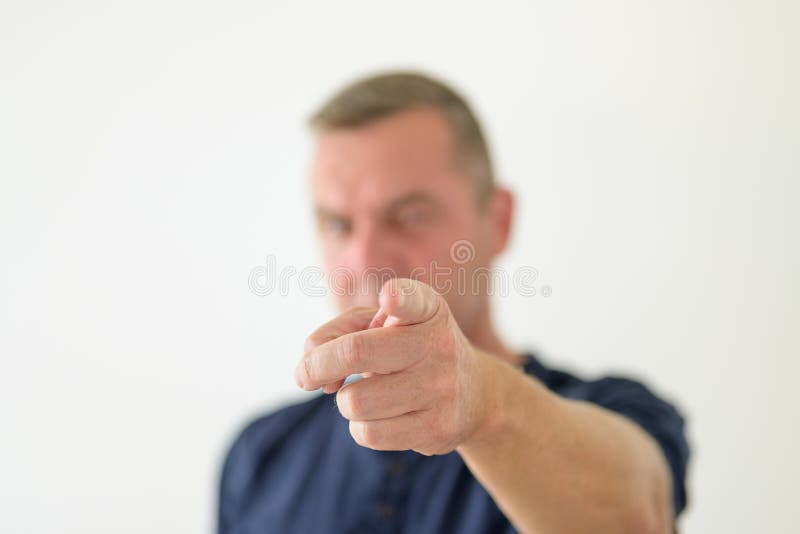 Man Pointing a Finger of Blame at the Camera Stock Photo - Image of ...