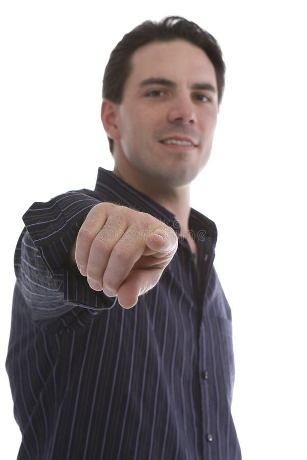 Man Pointing Finger Forward Stock Image - Image of white, alone: 3813465