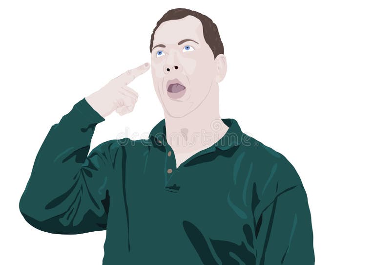 Man Pointing Finger at Head Stock Vector - Illustration of vector ...