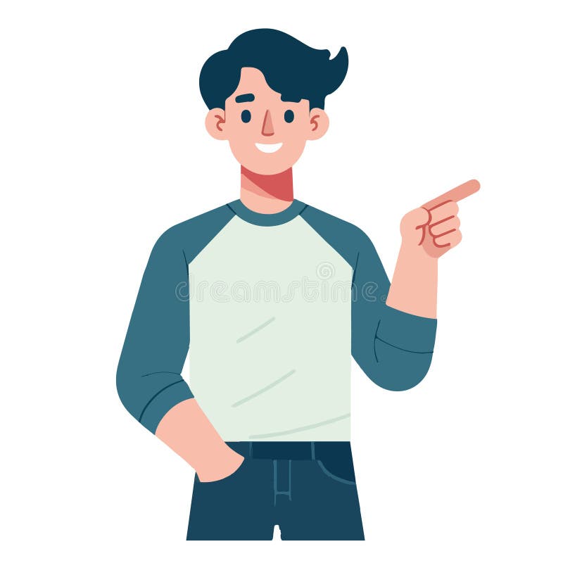 Man Pointing with Finger Vector Illustration Isolated on White ...