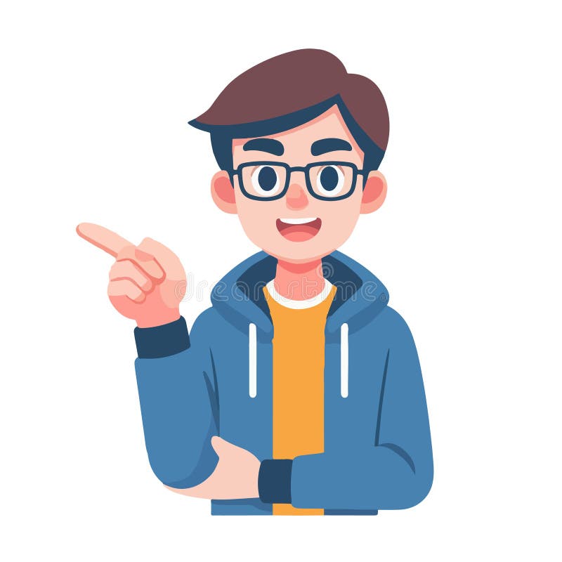 Man Pointing with Finger Vector Illustration Isolated on White ...