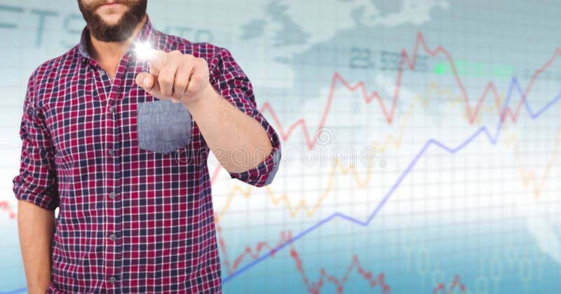 Man Pointing with Flare Against Blue Graph Stock Illustration ...