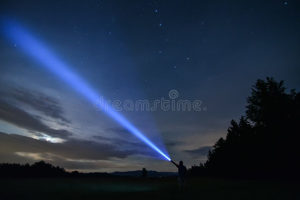 Man pointing flashlight stock photo. Image of night, adventure - 73061164