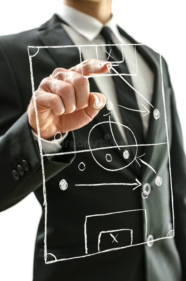 Coach Pointing To a Football Strategy Plan Stock Image - Image of ...