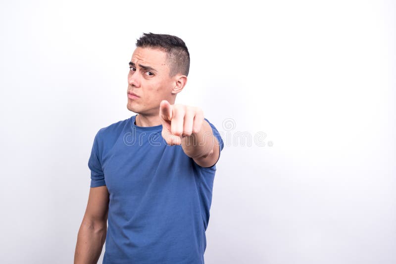 Man Pointing in Front with Index Finger Stock Photo - Image of react ...