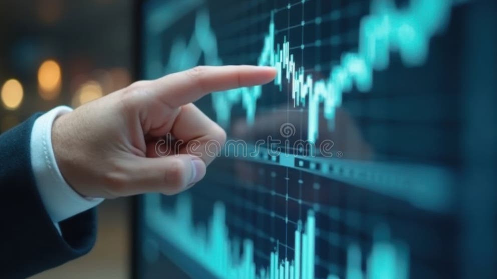 Man Pointing at a Graph on a Computer Screen Stock Image - Image of marketing, business: 363503331