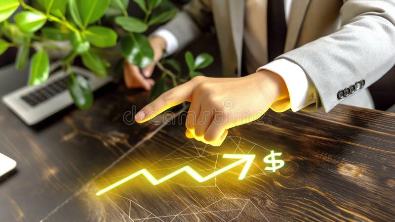 A Man Pointing at a Graph with a Dollar Sign and an Arrow Pointing Up ...