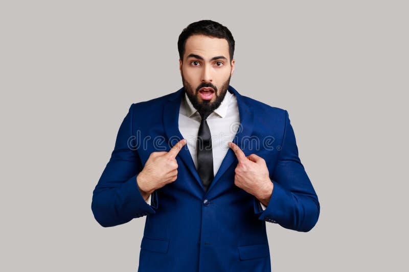 Man Pointing Himself, Looking with Surprised Expression, Expressing ...