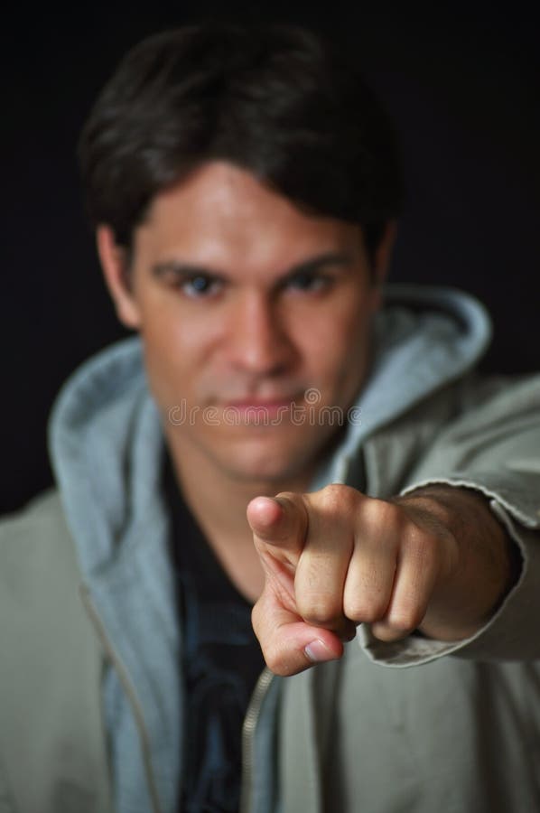 Man pointing his finger stock image. Image of young, expression - 18010615