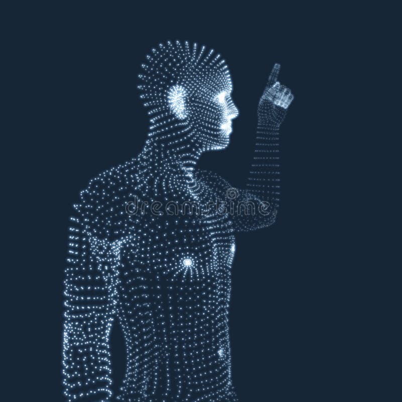 Man Pointing His Finger. 3D Model of Man. Geometric Design Stock Vector ...