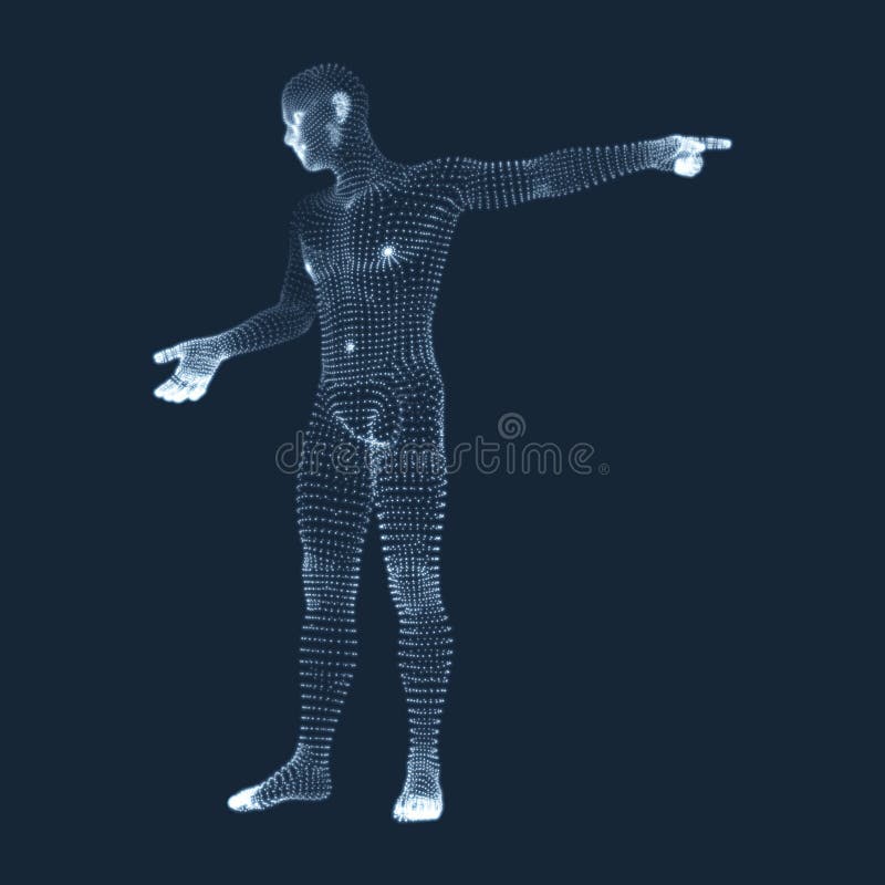 Man Pointing His Finger. 3D Model of Man. Geometric Design Stock Vector ...