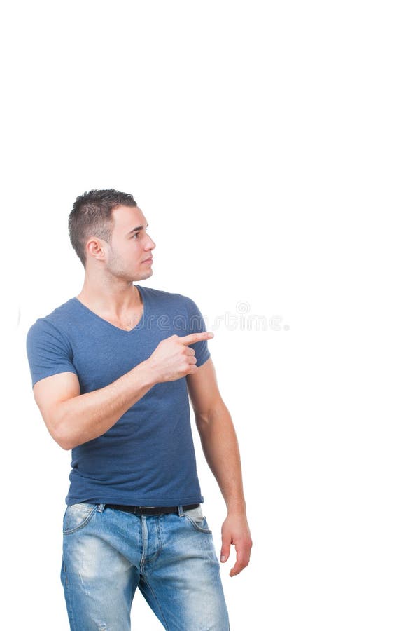 Man pointing his finger stock photo. Image of announcement - 51592352