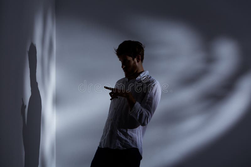 Man pointing his shadow stock image. Image of grief, individual - 86607715