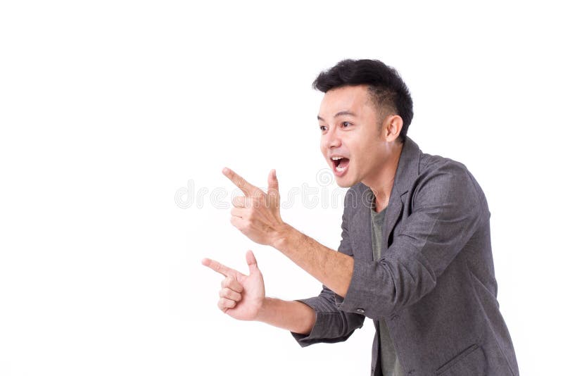 Man Pointing His Two Hands Up Stock Photos - Free & Royalty-Free Stock ...