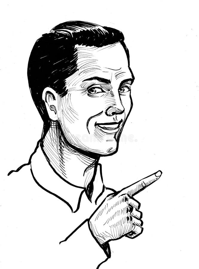 Man pointing left stock illustration. Illustration of person - 196271129