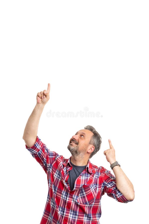 Man Pointing Above and Woman Looking Stock Image - Image of look ...