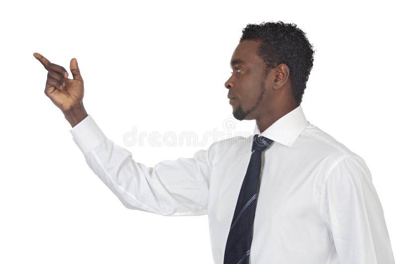 Man pointing at nothing stock photo. Image of point, presentation - 3735062