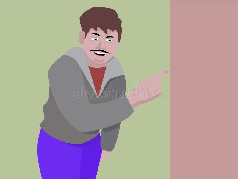 Man Pointing at the Poster with His Hand Stock Illustration ...
