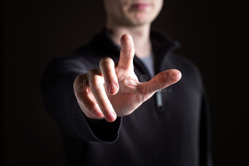 Man Pointing or Pressing Something Stock Image - Image of color ...