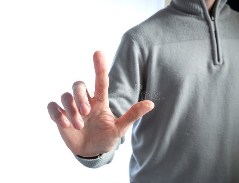 Man in Pointing or Pressing Something Stock Image - Image of finger ...