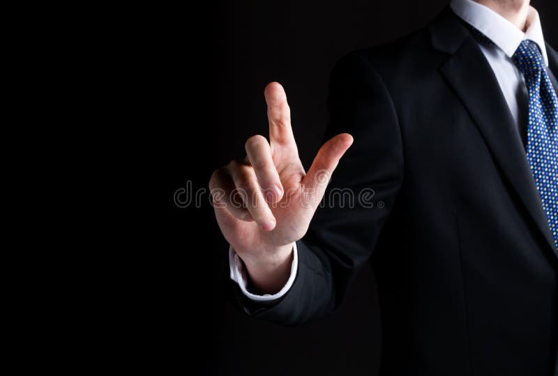 Man in Pointing or Pressing Something Stock Image - Image of finger ...