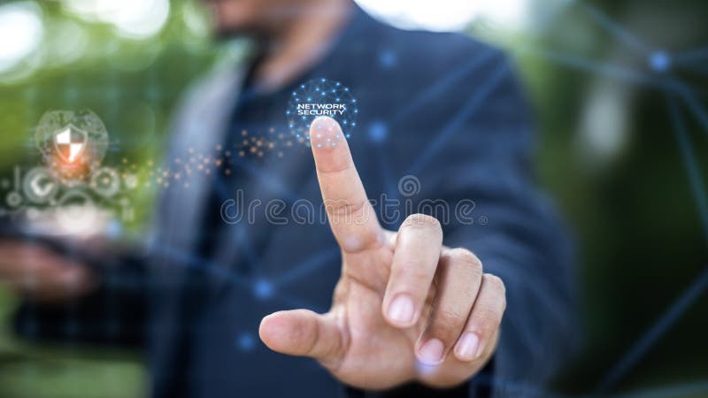 A Man is Pointing at a Screen with a Blue Dot on it Stock Image - Image ...