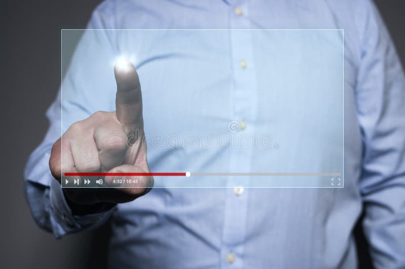 Man Pointing at a Screen of a Video Player Stock Photo - Image of male ...