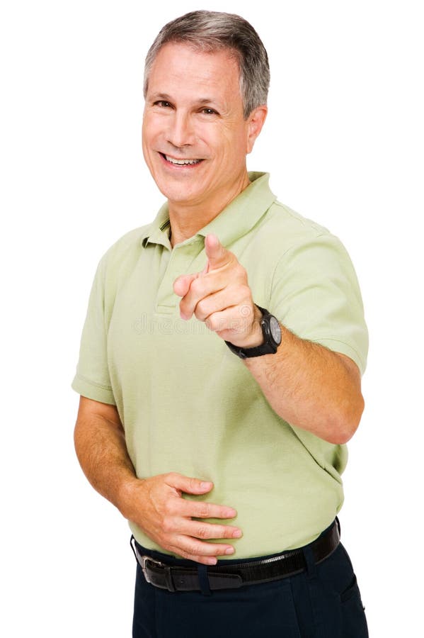 Smiling Man Wagging Finger Pointing Upwards Stock Image - Image of ...