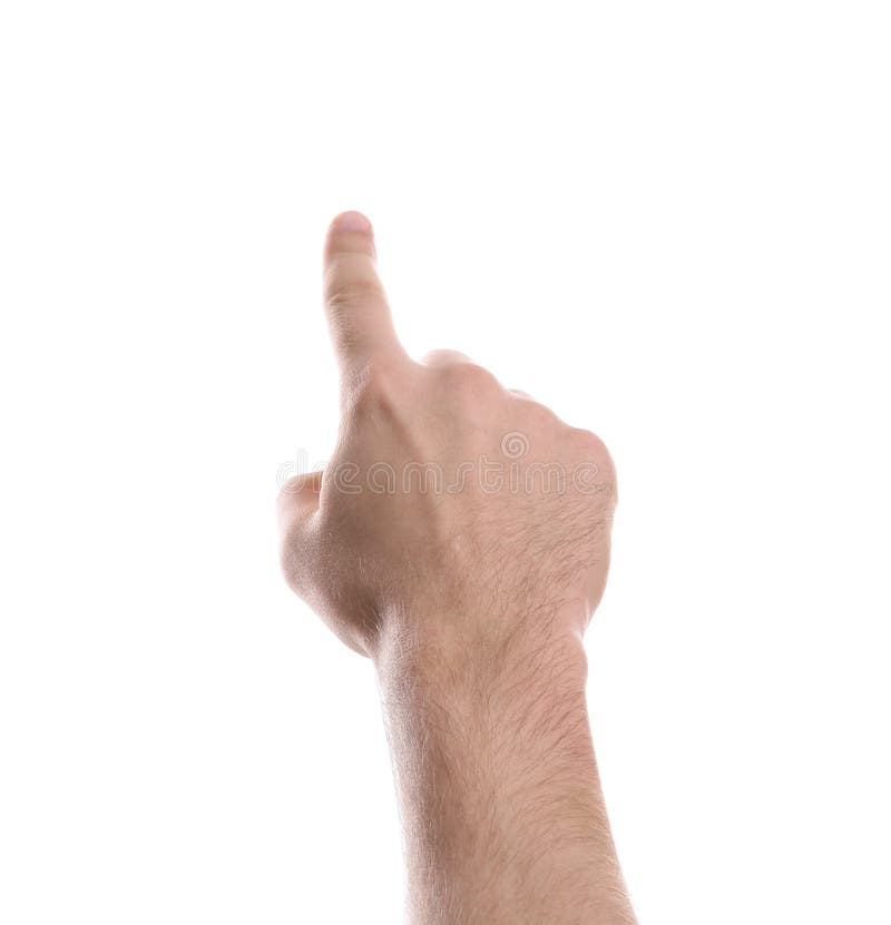 Man Pointing at Something on White Background Stock Photo - Image of ...