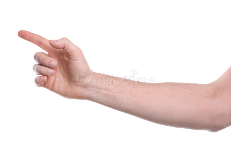 Man Pointing at Something on White Background Stock Image - Image of ...