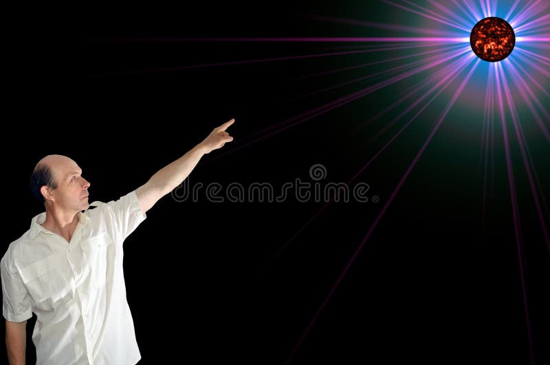 Man Pointing at Space Object Stock Image - Image of hand, professional ...