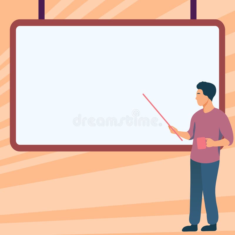 Man Pointing with Pointer Stick To Important Information Written on ...