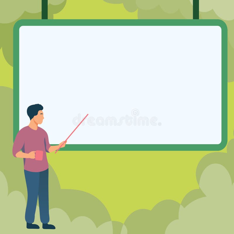 Man Pointing with Pointer Stick To Important Information Written on ...